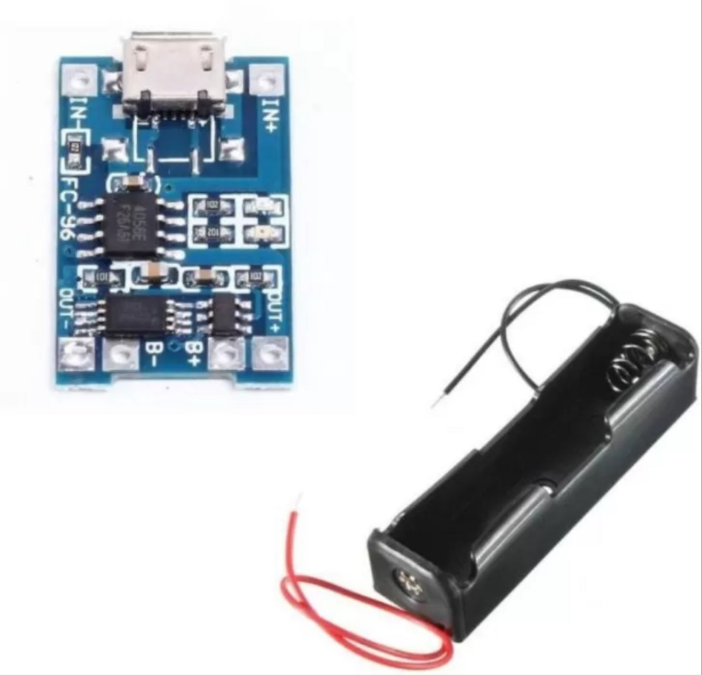 TP4056 charging module(micro usb) with 1S battery holder – SKYNET ROBOTICS